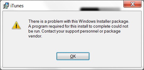 Unable to install iTunes: problem with the Windows Installer Package - Techyv.com
